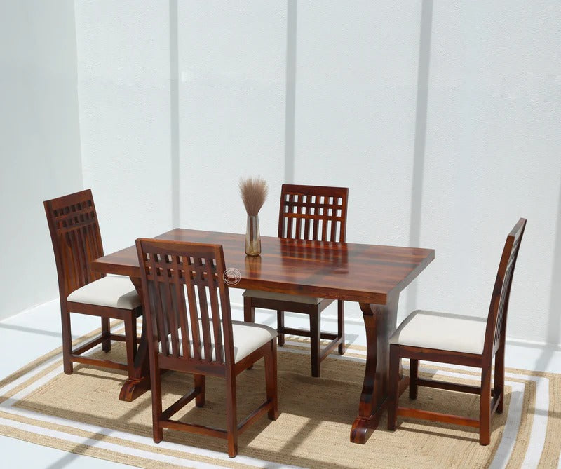 Rosetta Wooden 4 Seater Dining Table – Solid Wood, Multiple Colors | O ...